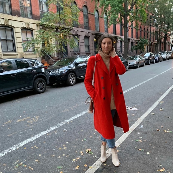 Zara | Jackets & Coats | Red Wool Coat | Poshmark